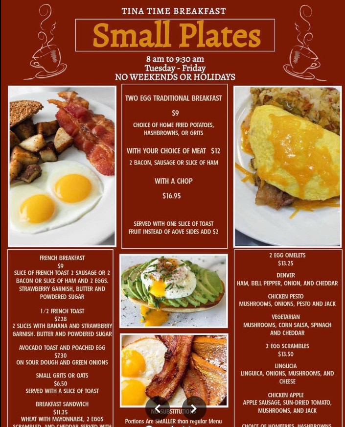 Tina’s Place Restaurant Menu | Comfort Food & Breakfast in Pinole, CA
